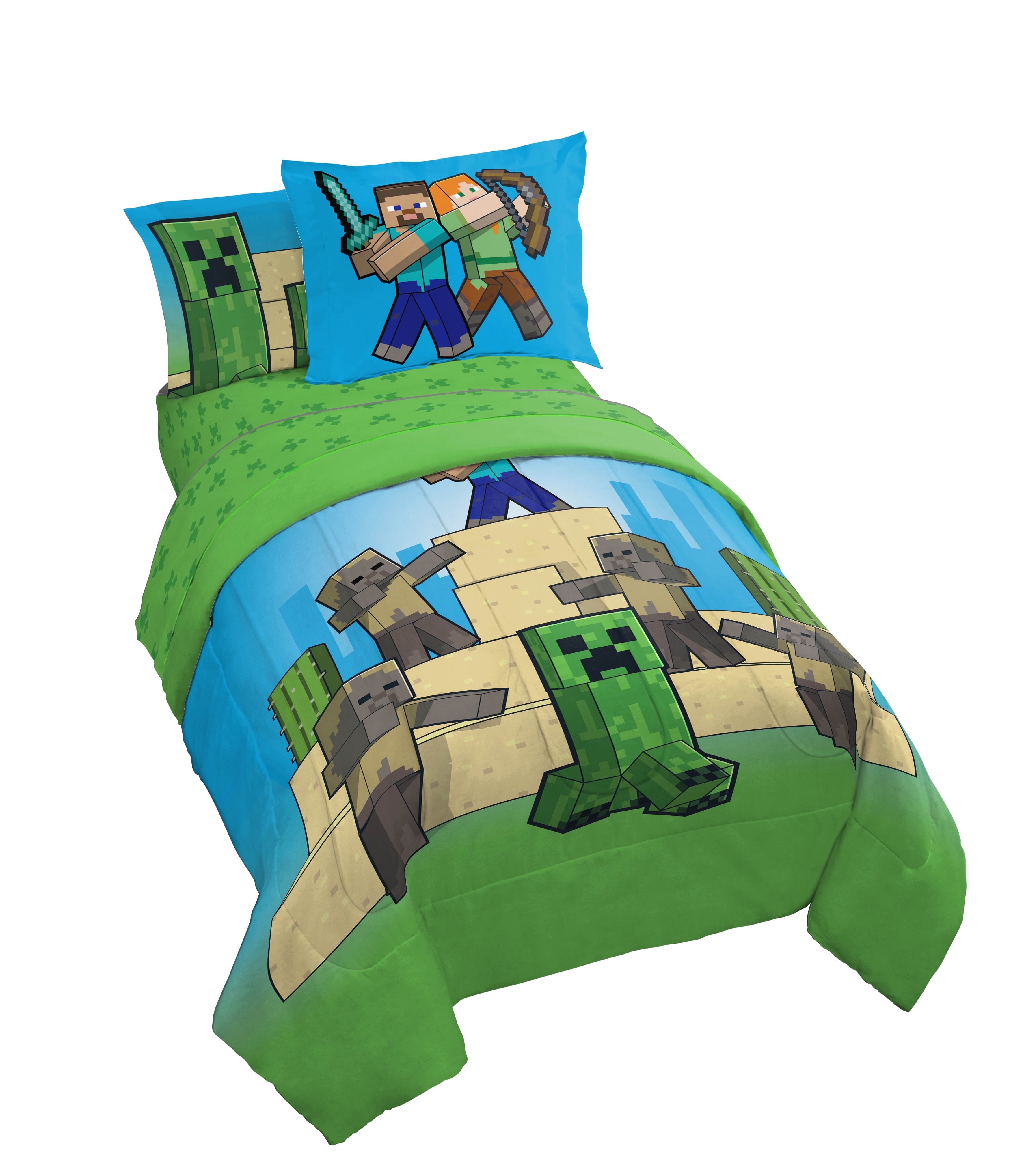 Minecraft Desert Mob Action 7 Piece Full Size Kids Comforter Set with ...