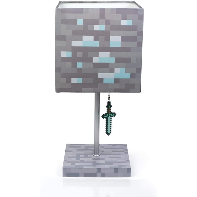 Minecraft Diamond Ore Block LED Lamp w/ 3D Diamond Sword Puller | 14 ...