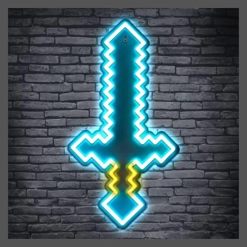 Minecraft Diamond RGB Sword Novelty Wall Light Neon - Walmart.com