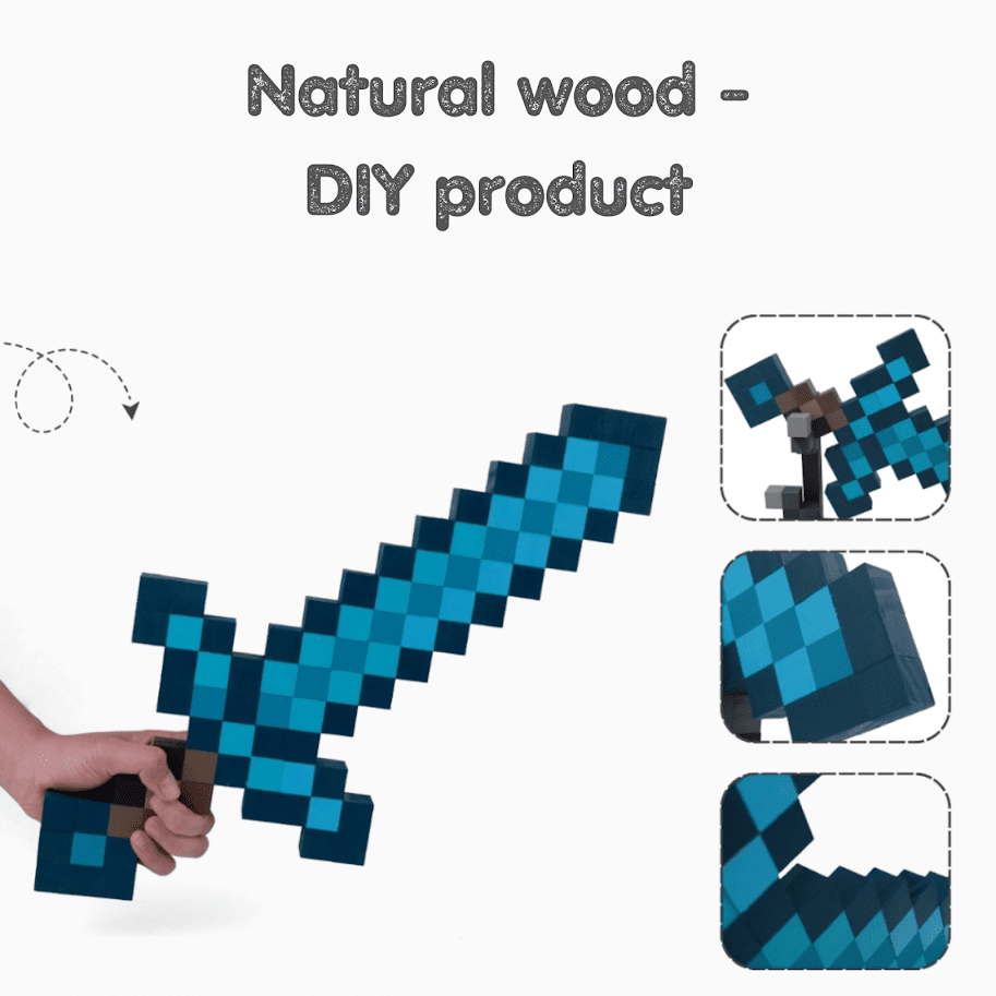 Minecraft Diamond Sword 3D Wooden Model – DIY Pixel Art Gift & Decor ...