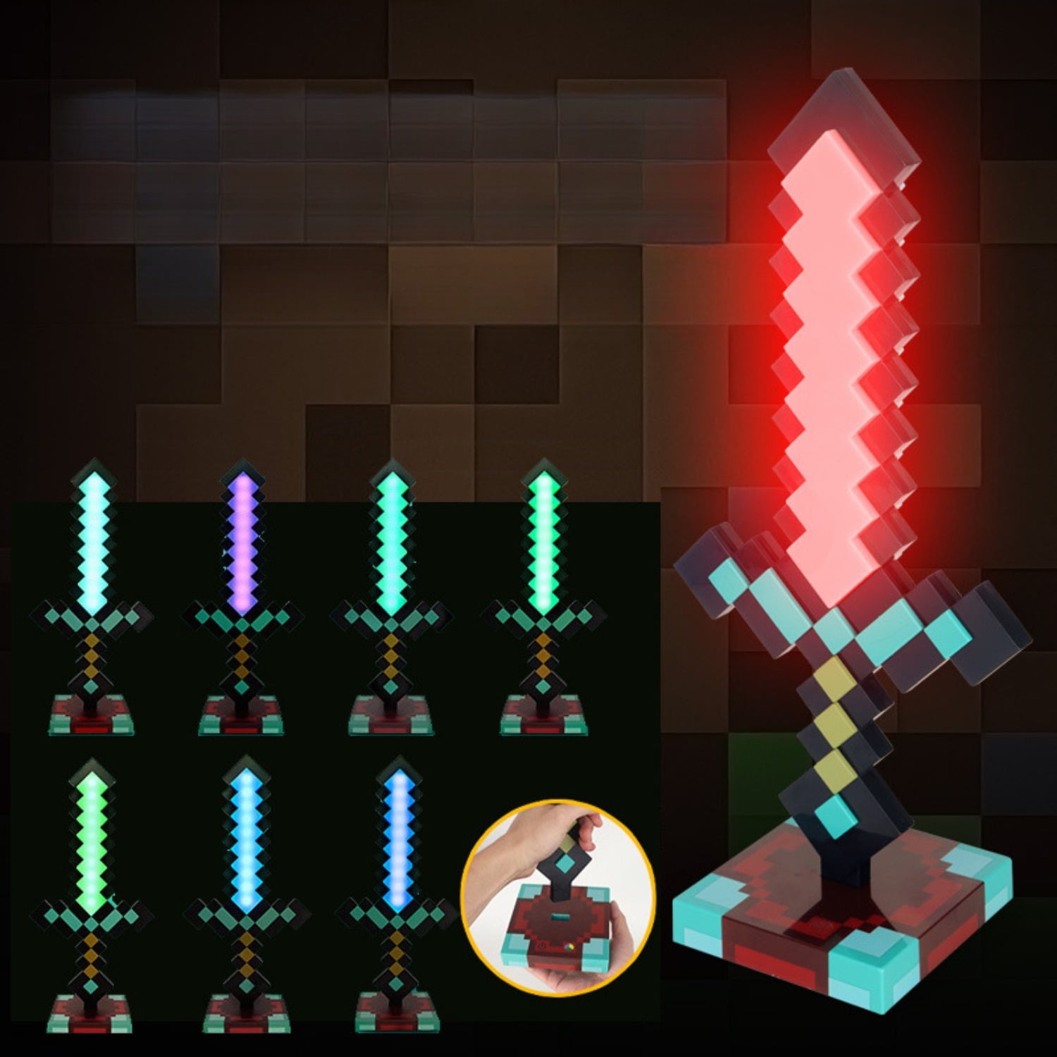 Minecraft Diamond Sword LED Night Light - RGB Laser Sword Lamp, USB ...