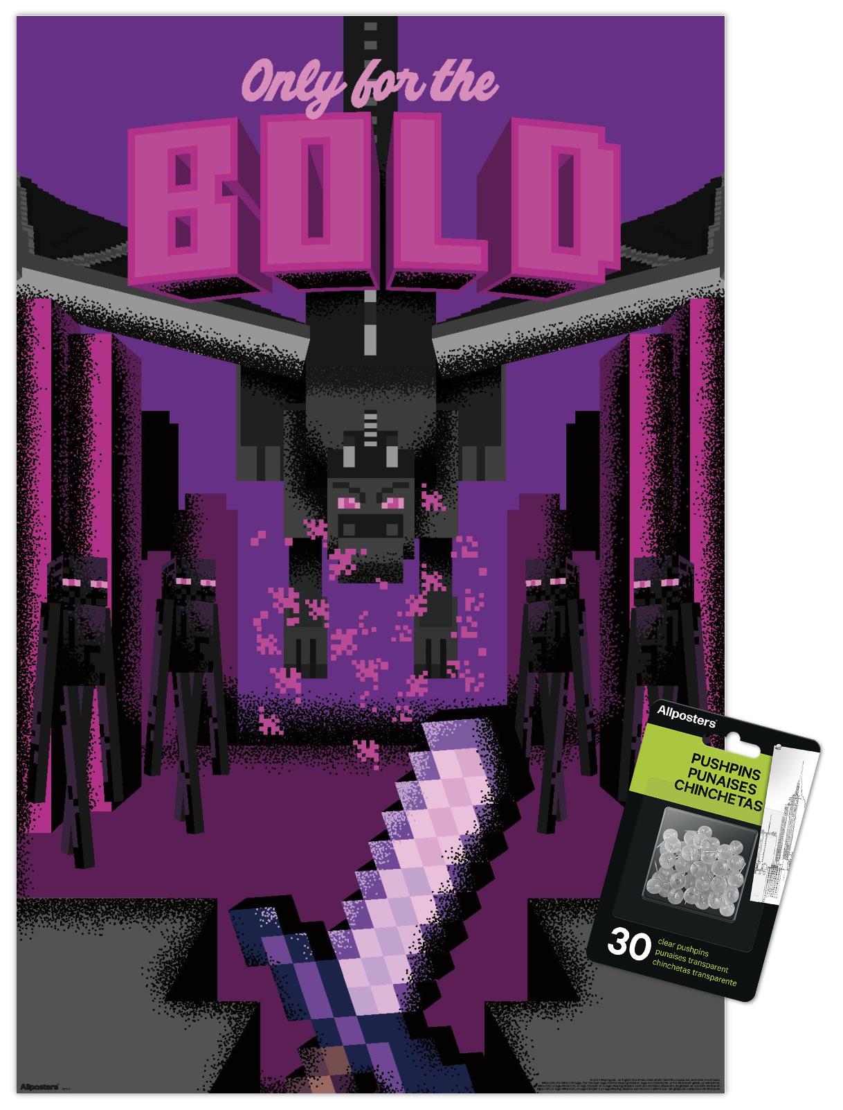 Minecraft: Discover - Only For The Bold Wall Poster with Push Pins, 14. ...