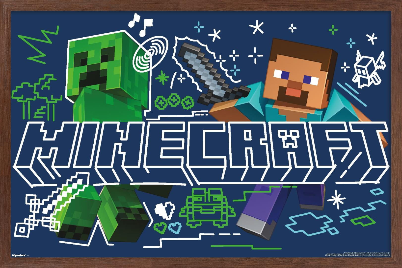 Minecraft: Doodle - Steve & Creeper Variant Wall Poster, 22.375" x 34 ...