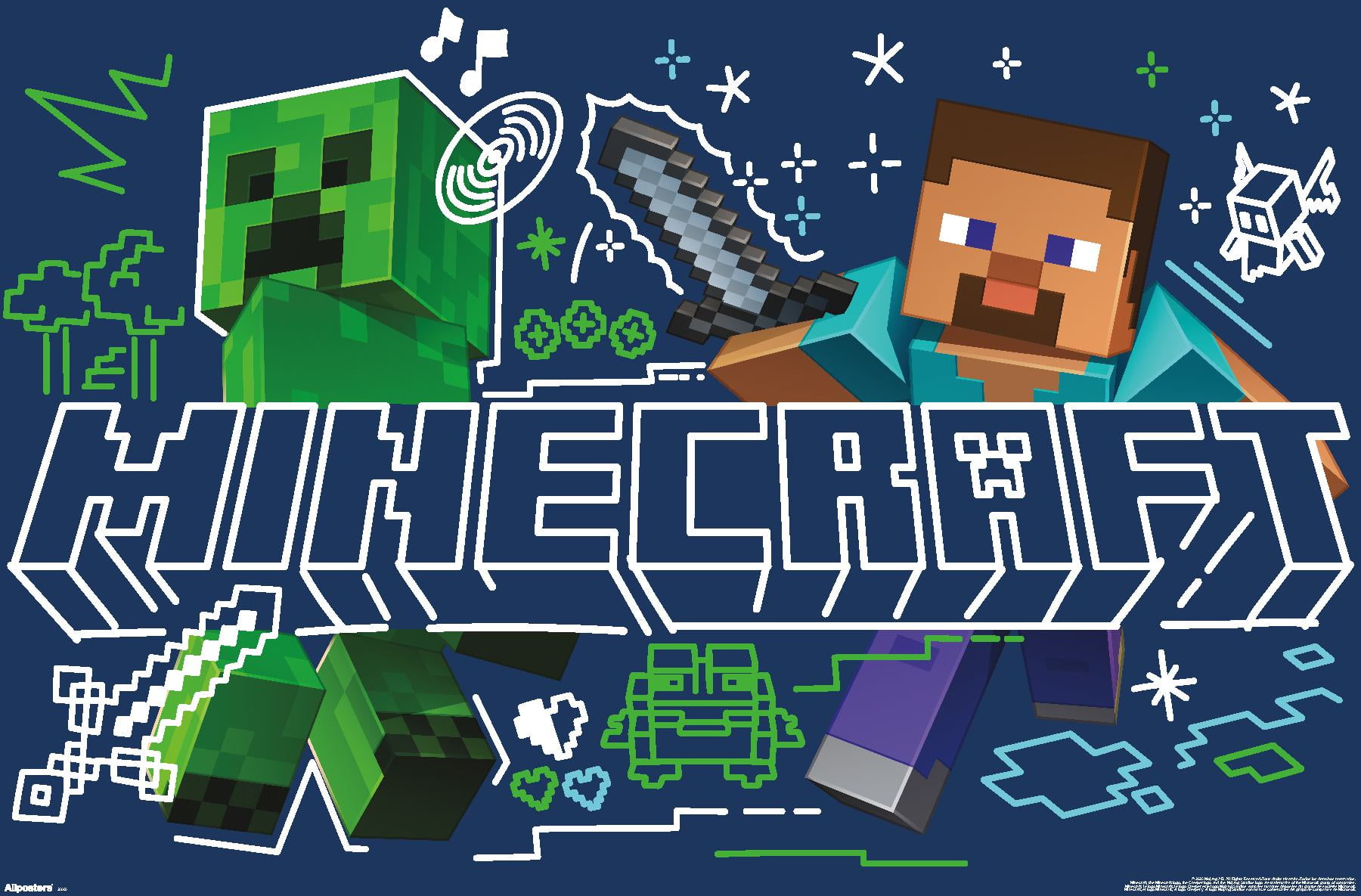 Minecraft: Doodle - Steve & Creeper Variant Wall Poster, 22.375" x 34 ...
