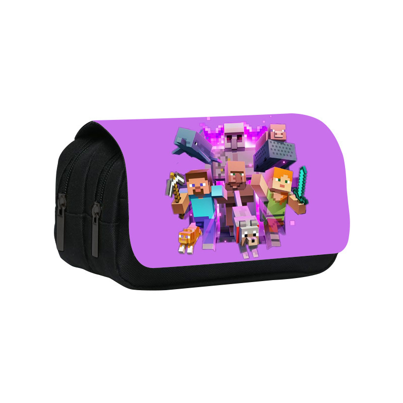 Minecraft Double Layer Pencil Case – Pixel Style Large Capacity ...