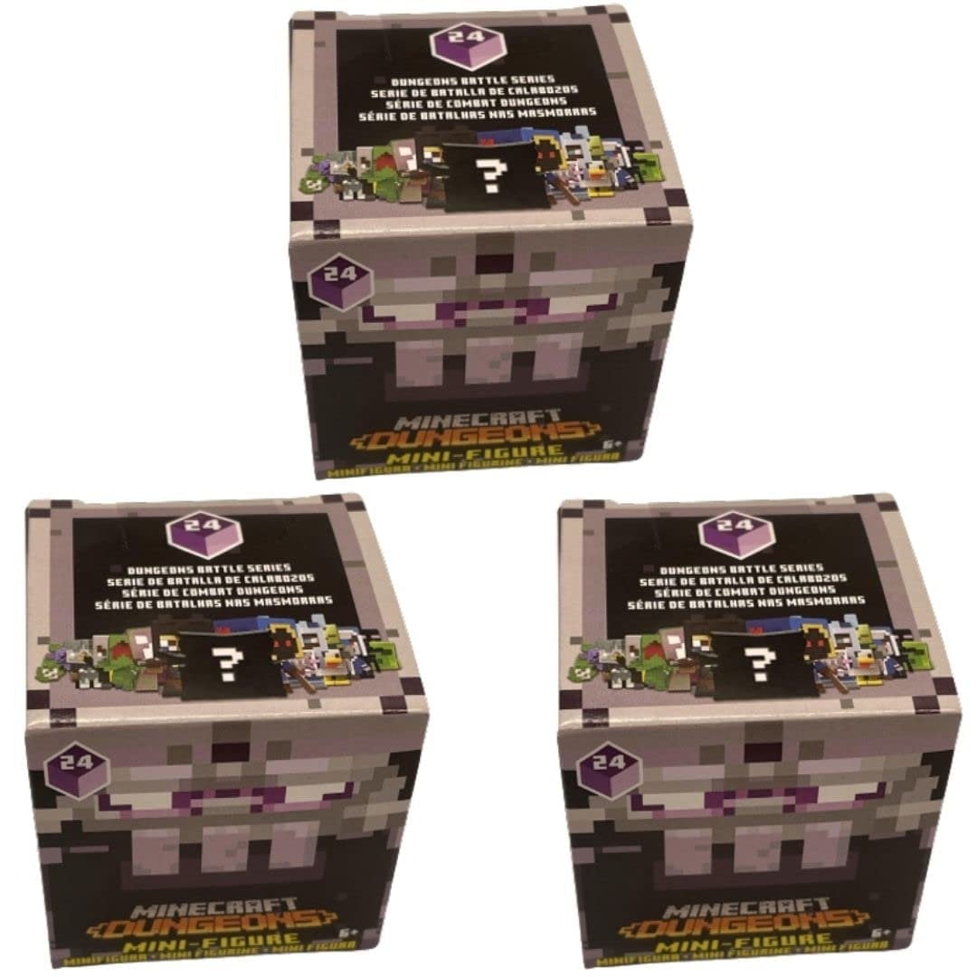 Minecraft Dungeons Series 24 Mini Figure Mystery Pack Bundle of 3 Packs ...