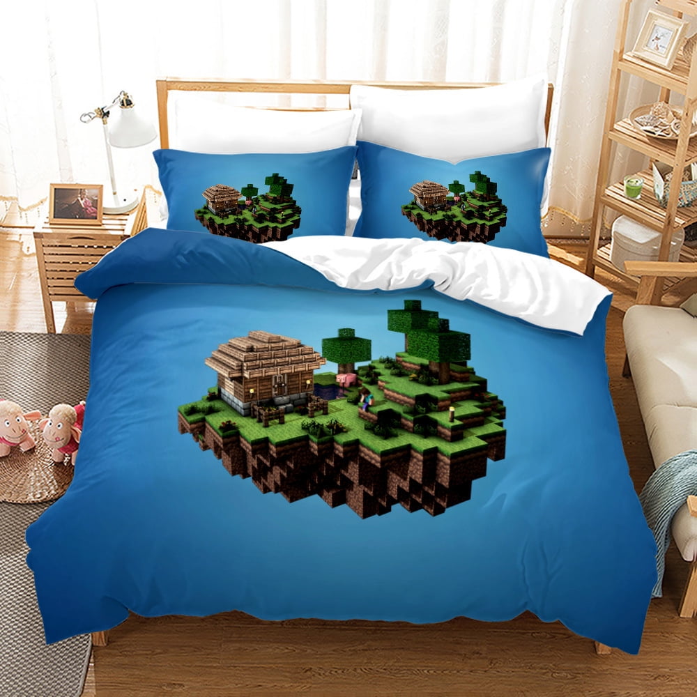 Minecraft Duvet Cover Set – 3 Piece Comforter Cover and Sham Set, Super ...