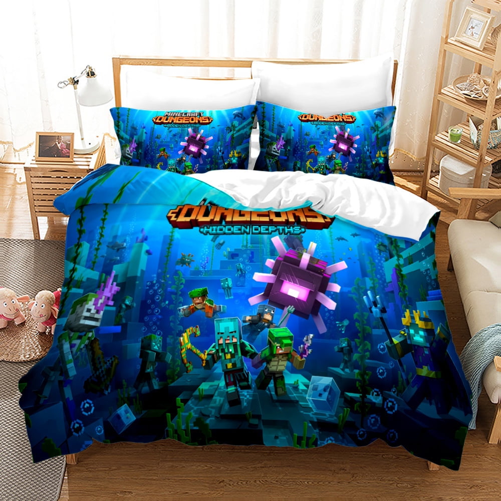 Minecraft Duvet Cover Set – 3 Piece Comforter Cover and Sham Set, Super ...