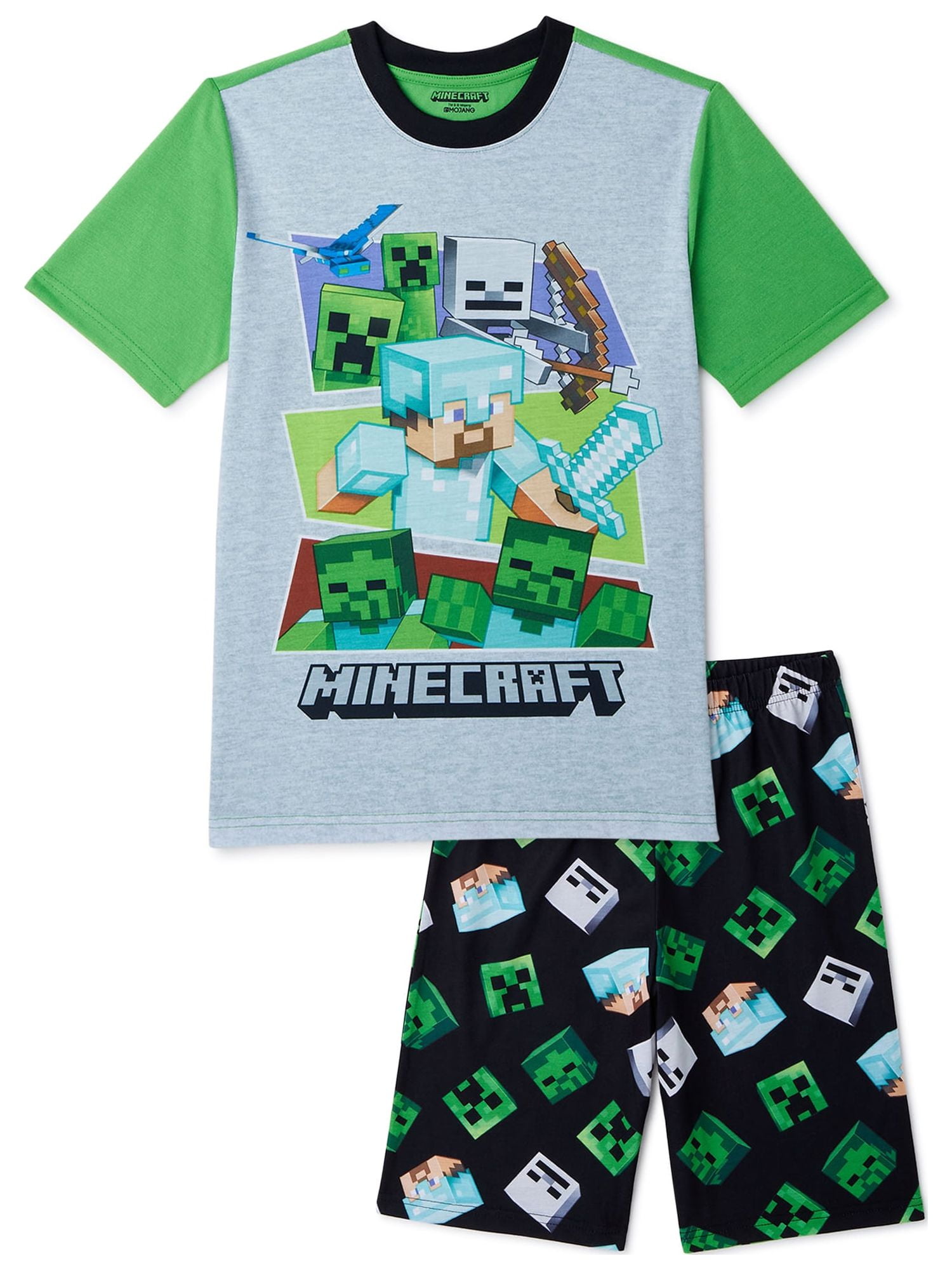 Minecraft Exclusive Kids Sleepwear: Boys 2-Piece Pajama Set, Sizes 4-12 ...