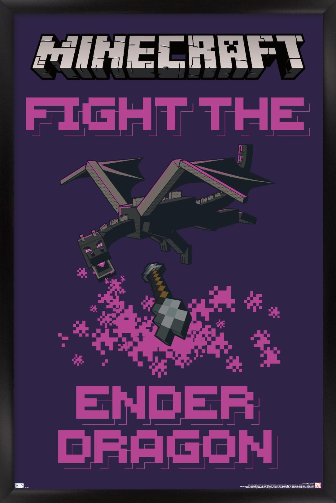 Minecraft - Fight The Ender Dragon Wall Poster, 14.725" x 22.375 ...
