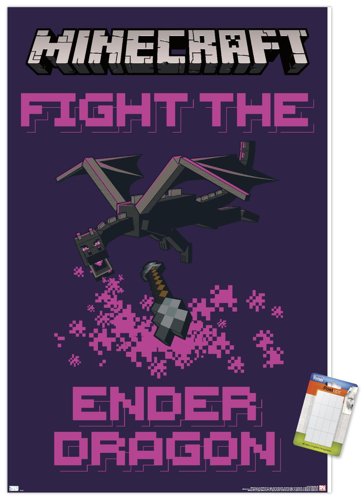 Minecraft - Fight The Ender Dragon Wall Poster, 22.375" x 34" - Walmart.com
