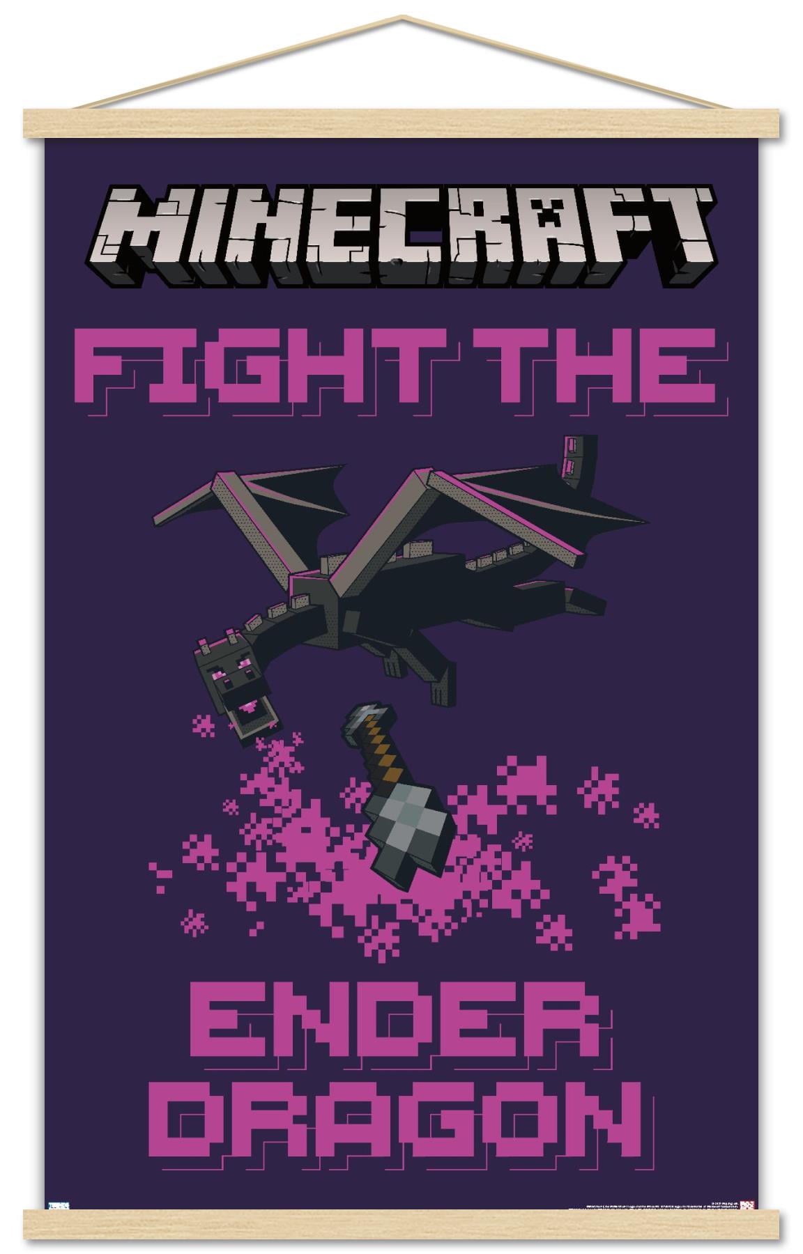 Minecraft - Fight The Ender Dragon Wall Poster with Wooden Magnetic ...