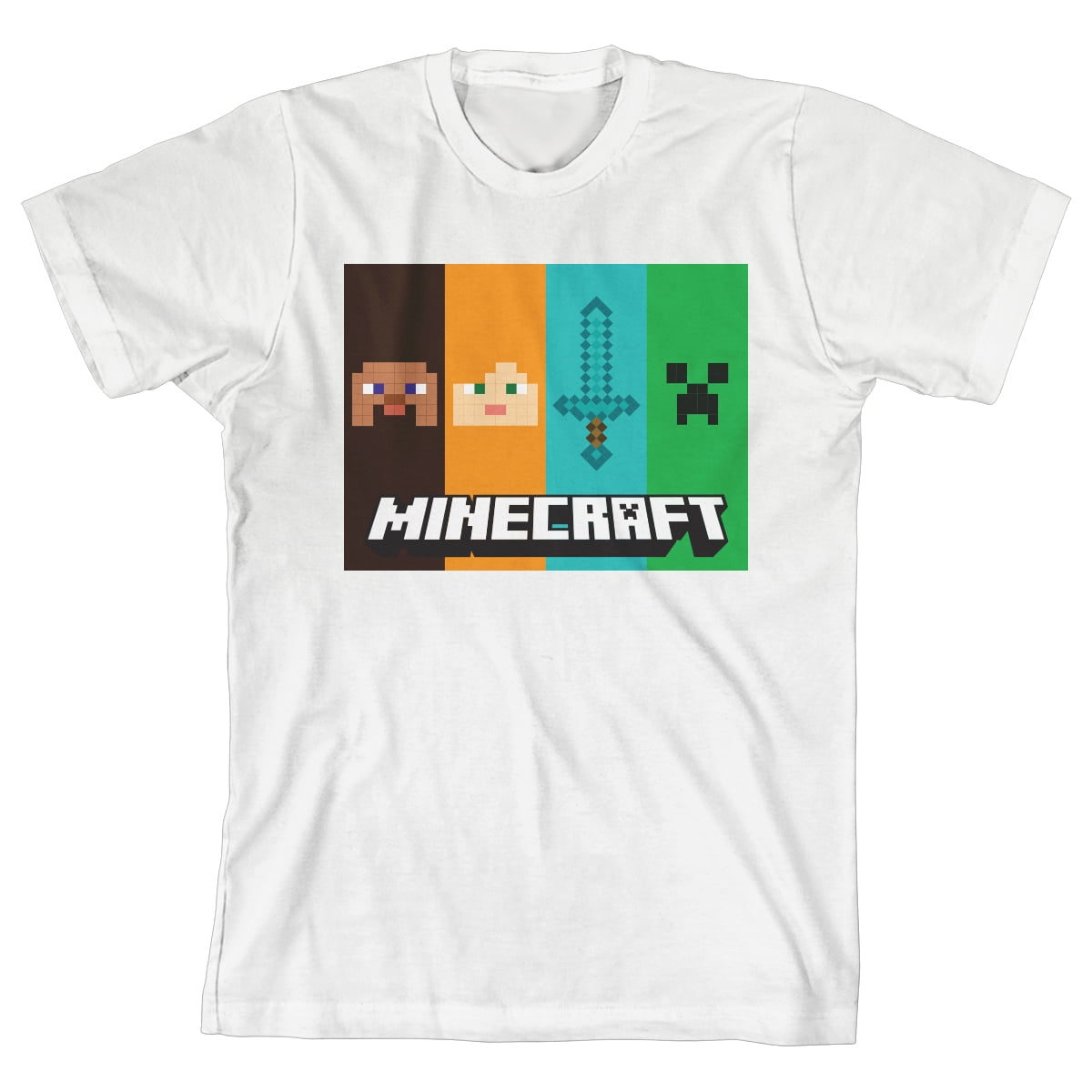 Minecraft Flat Panels Boy's White T-shirt-XS - Walmart.com
