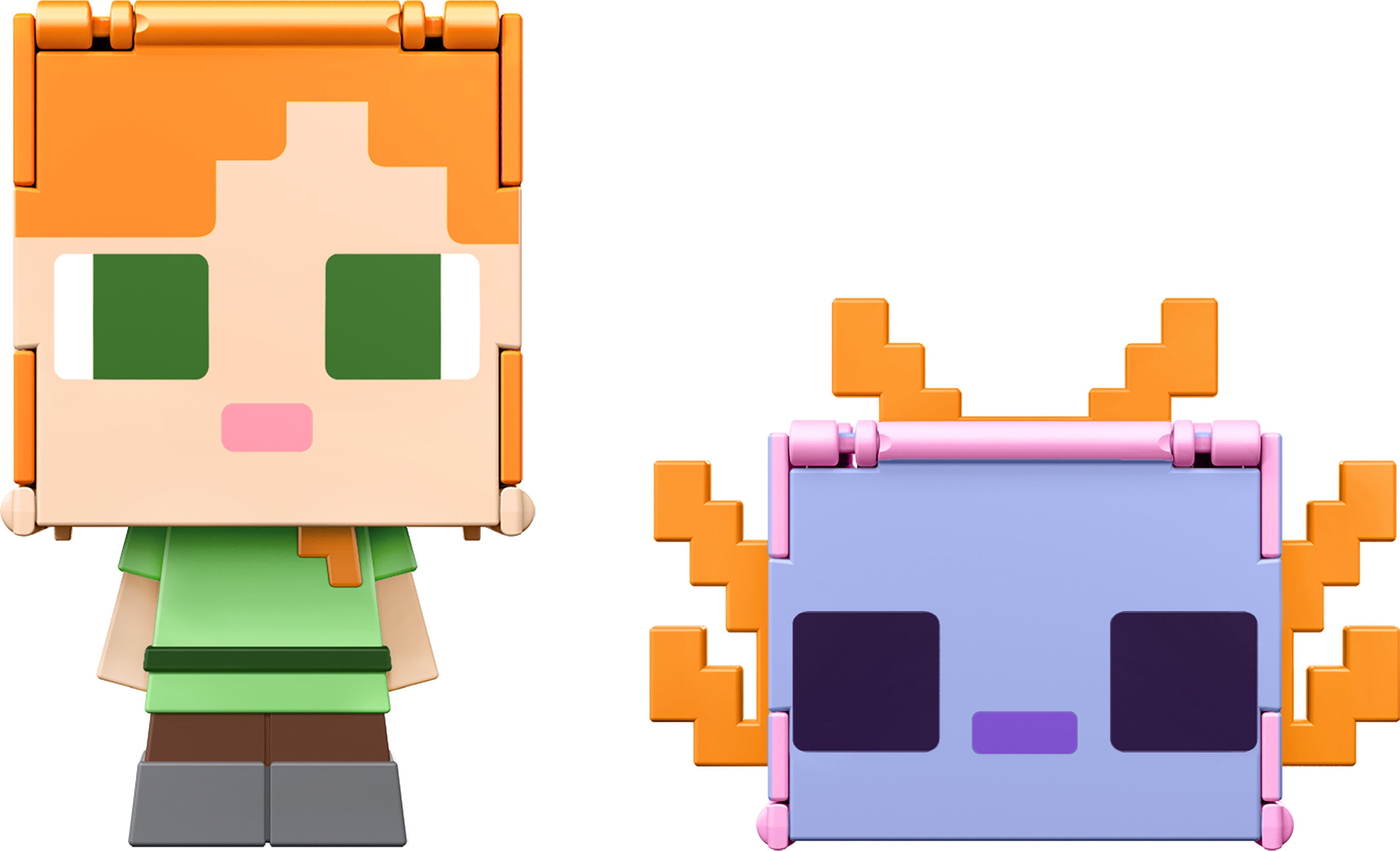 Minecraft Flippin’ Figs Alex & Axolotl Figures 2-Pack, 2-in-1 Fidget ...