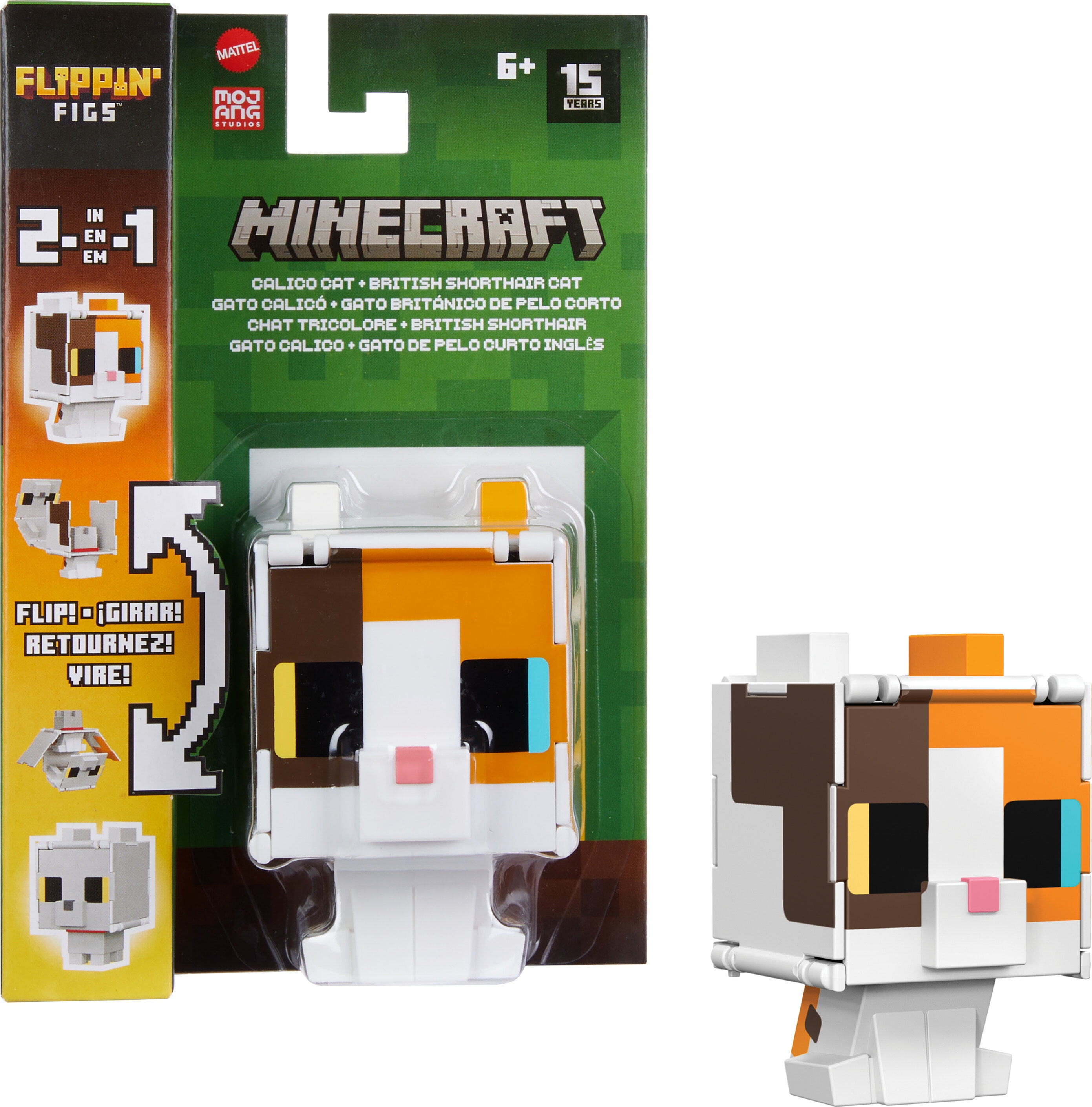 Minecraft Flippin’ Figs Figures Collection, 2-in-1 Fidget Play, 3.75-in ...