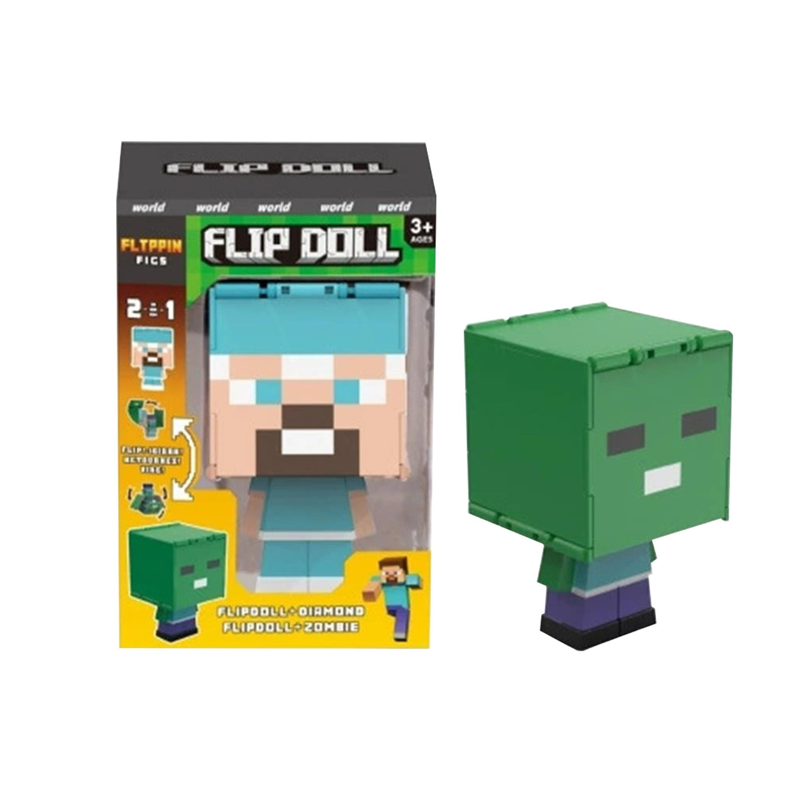 Minecraft Flippin? Figs Figures Collection, 2-in-1 Fidget Play, 3.75-in ...
