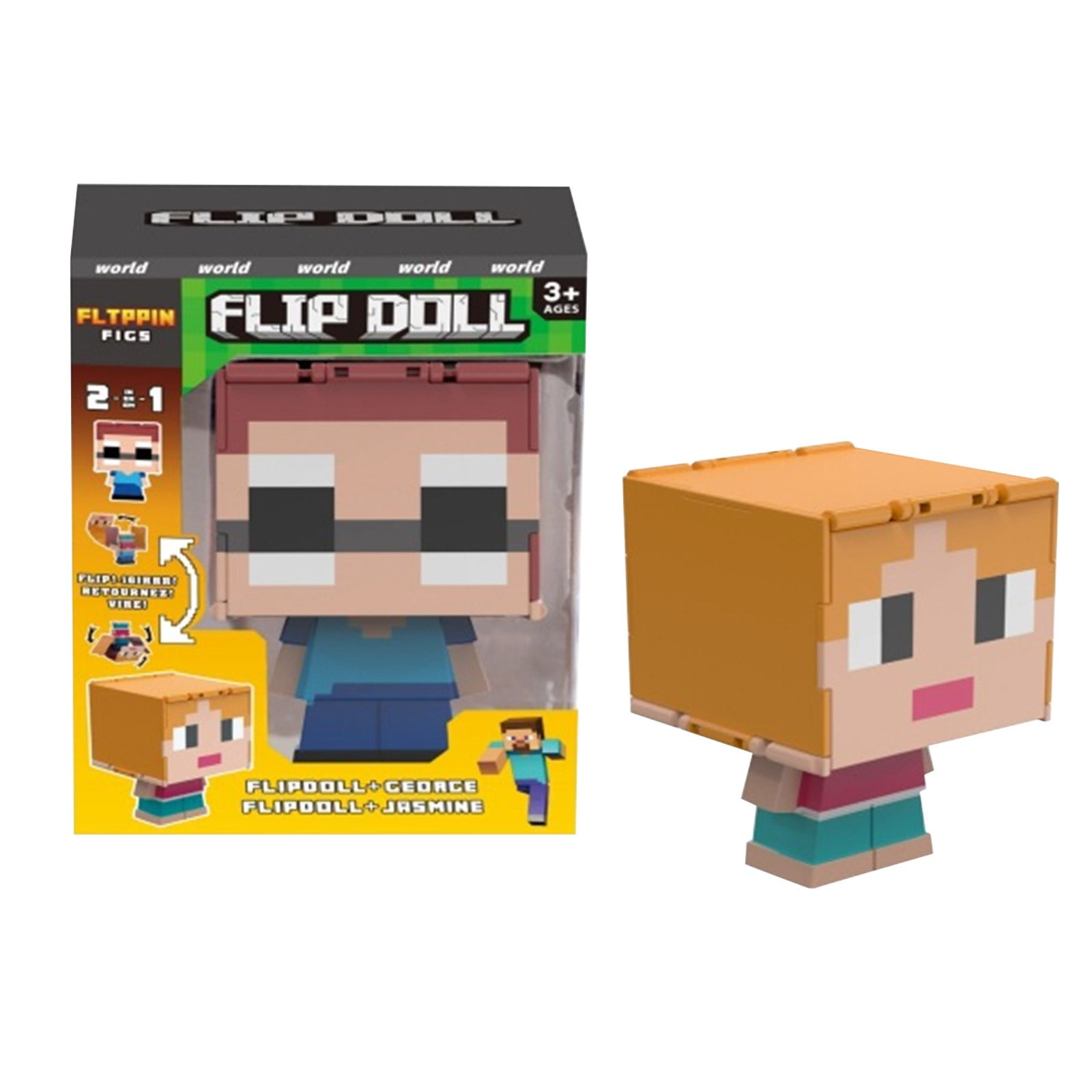 Minecraft Flippin? Figs Figures Collection, 2-in-1 Fidget Play, 3.75-in ...