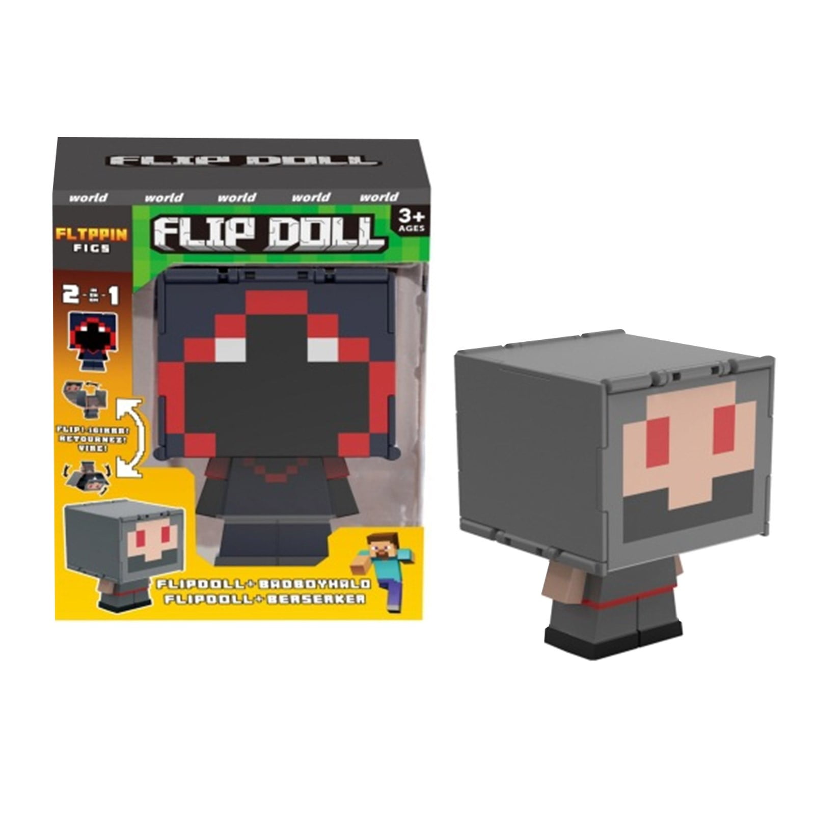 Minecraft Flippin? Figs Figures Collection, 2-in-1 Fidget Play, 3.75-in ...