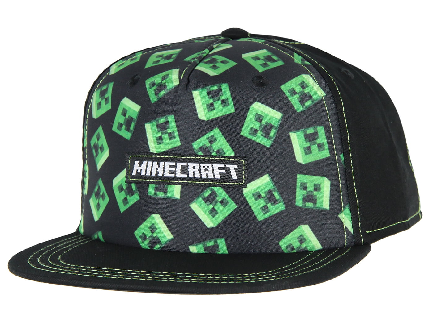 Seven Times Six Minecraft Snapback Hat, Youth Flat Bill, Creeper Head ...