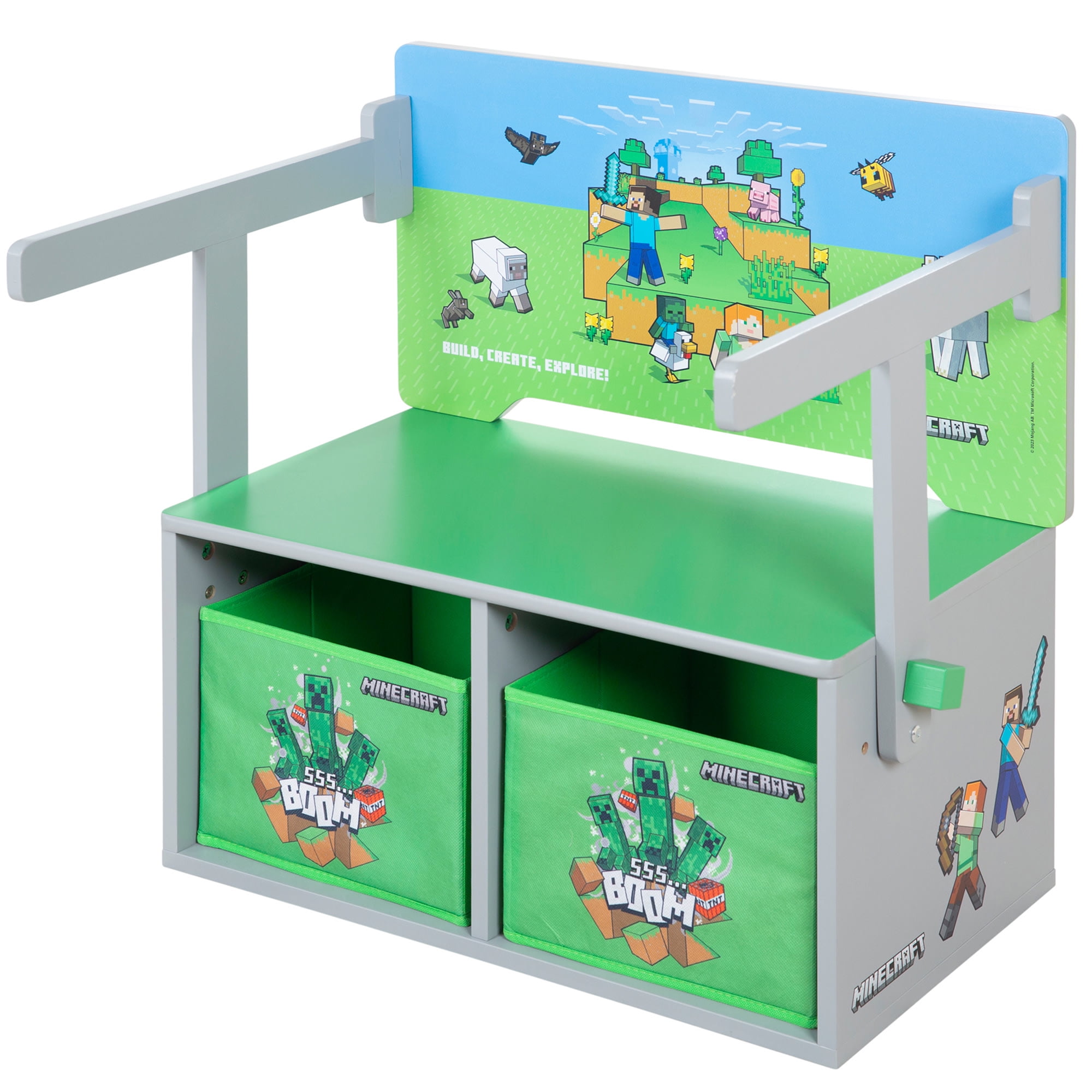 Minecraft: 2-In-1: Bench & Table - Wooden Chair Coverts From Seating To ...