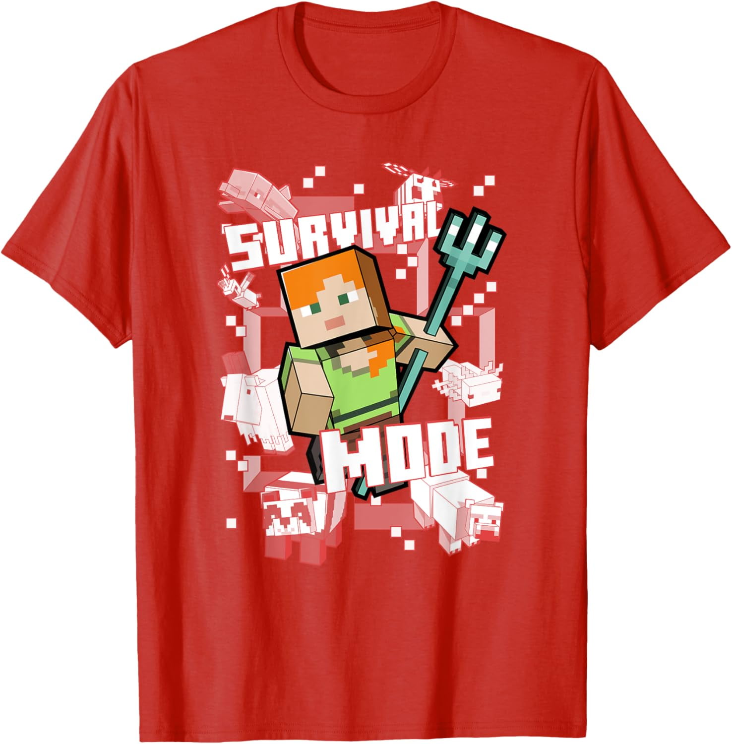 Minecraft Game Alex Survival Mode Trident T-Shirt - Walmart.com