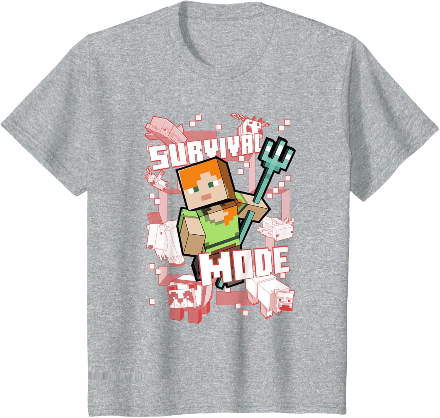 Minecraft Game Alex Survival Mode Trident T-Shirt - Walmart.com
