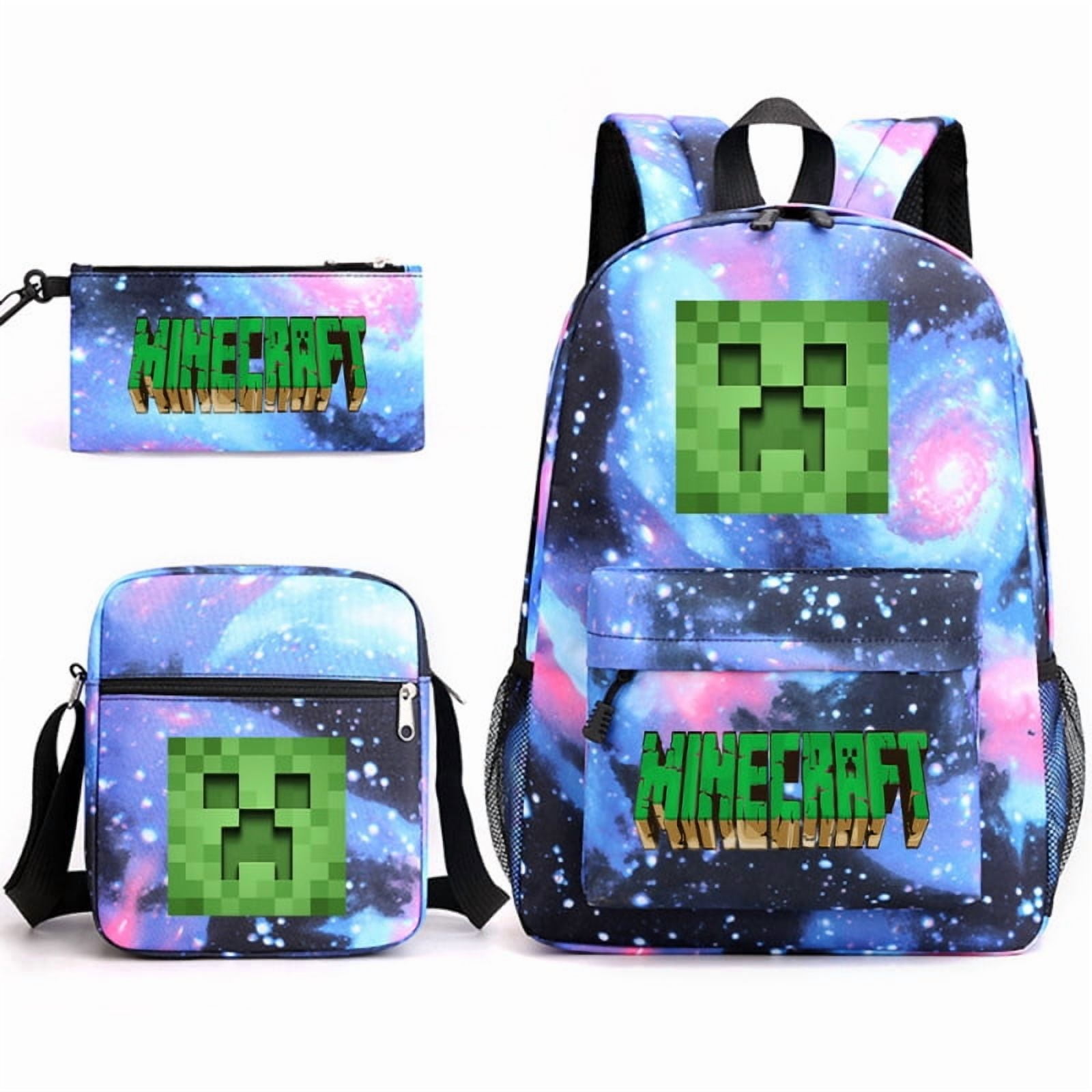 Minecraft Gamer Backpack Set with Lunch Bag and Pencil Case, 17 Inch, 3 ...