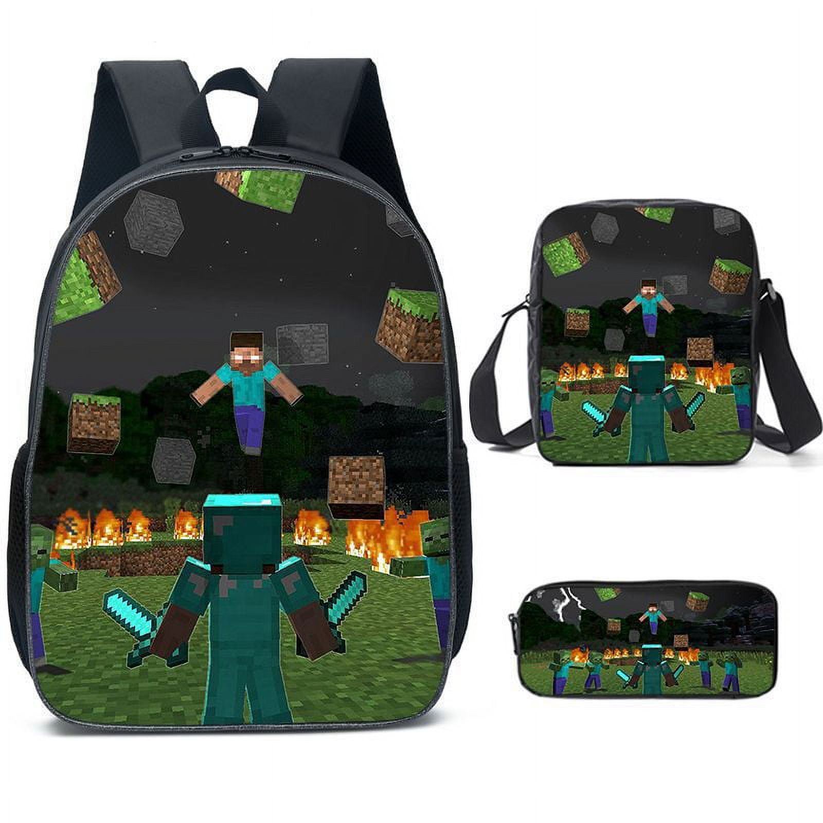 Minecraft Gamer Backpack Set with Shoulder Bag and Pencil Case, 17 ...