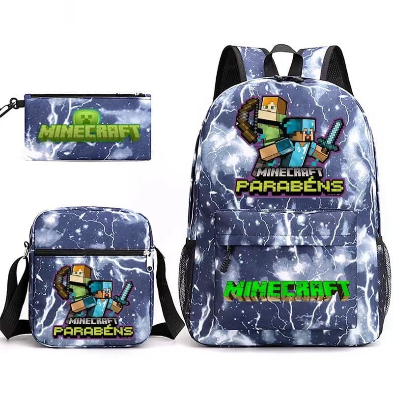 Minecraft Gamers Backpack Set with Lunch bag, pencil case set, 17 inch ...