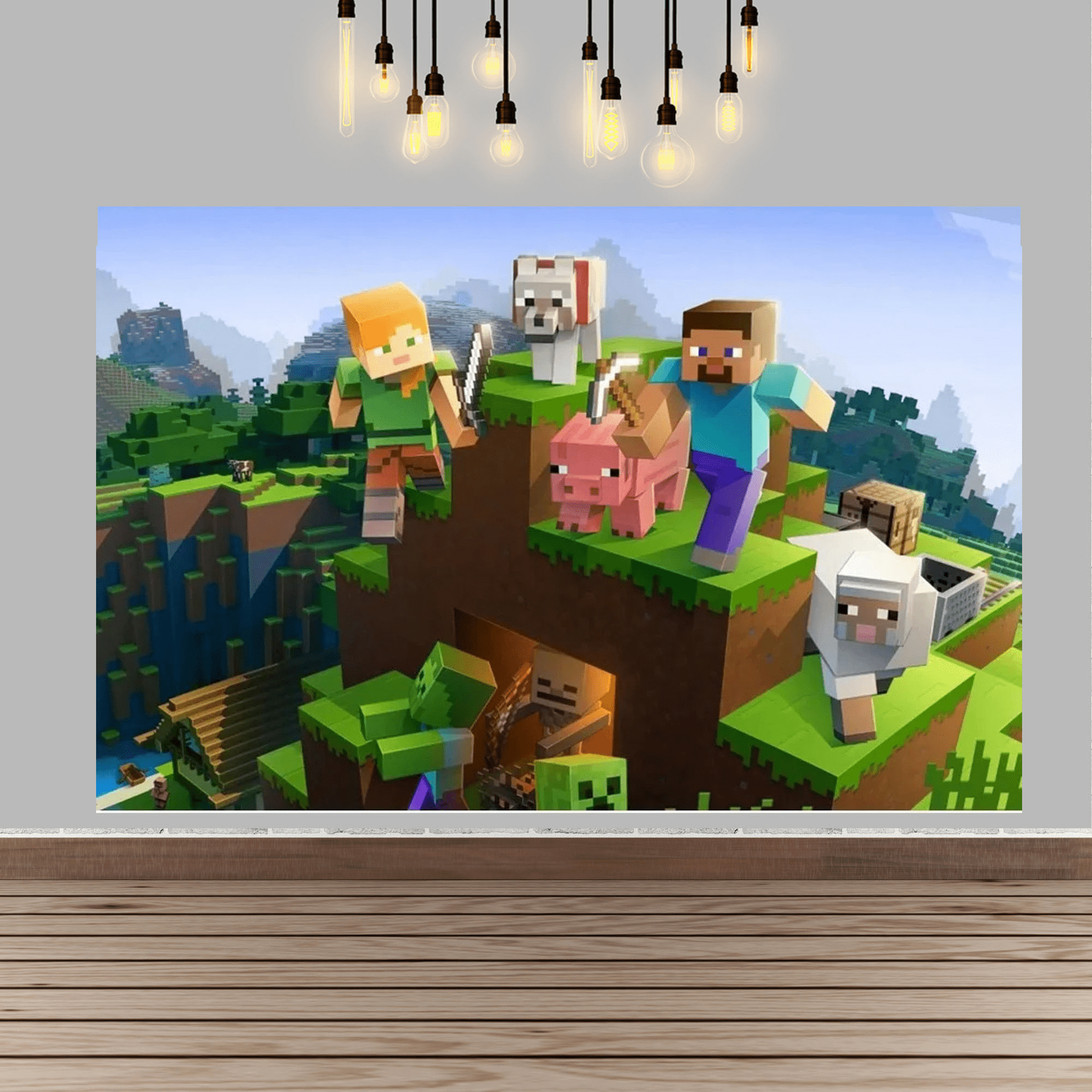 Minecraft Gaming Theme Birthday Party Backdrop 59.06 × 39.37 in ...