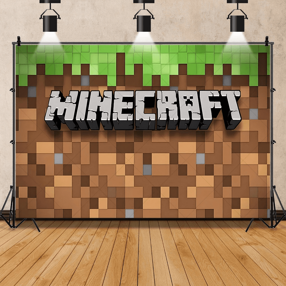 Minecraft Gaming Theme Birthday Party Backdrop 70.87 × 43.31 in&59.06 × ...