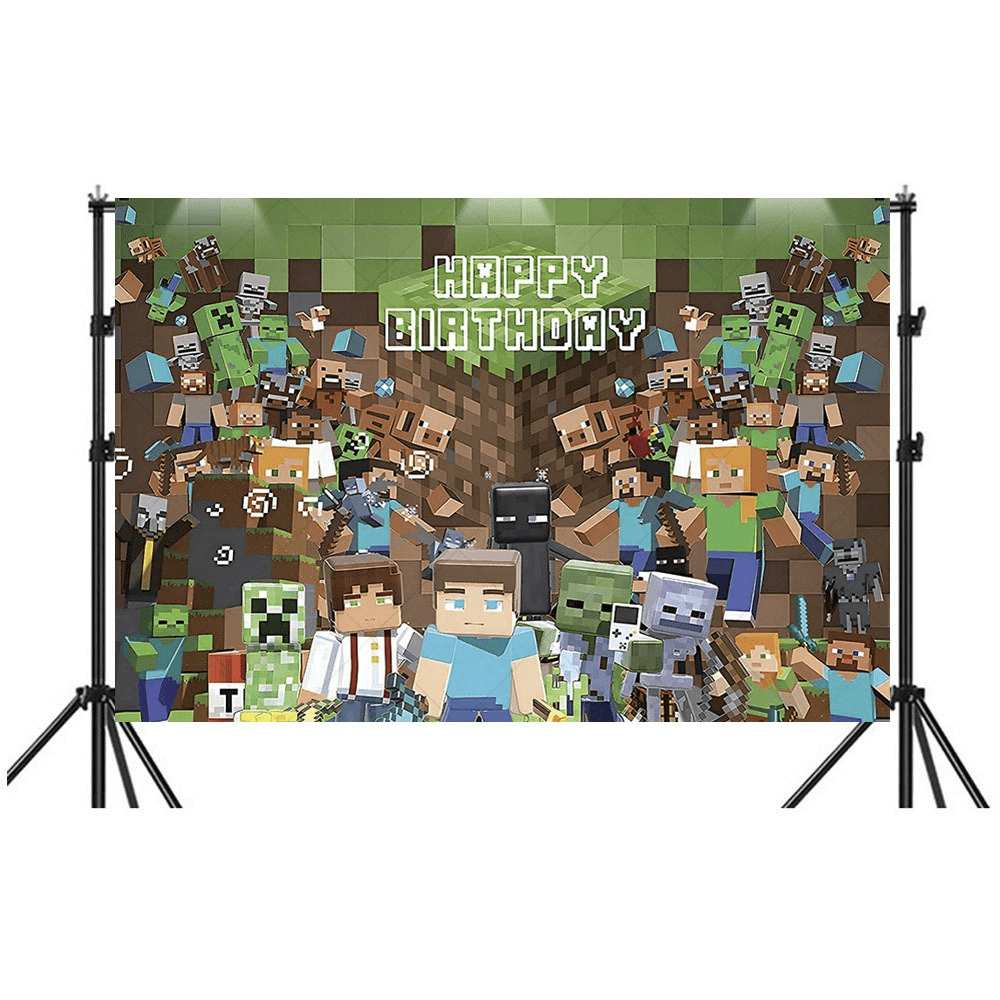 Minecraft Gaming Theme Birthday Party Backdrop, Ambience Decoration ...