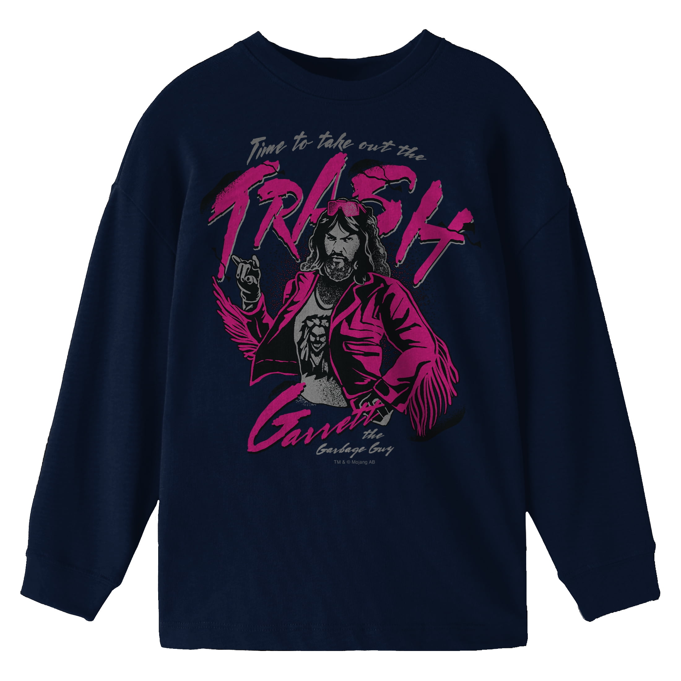 Minecraft Garett Garrison Youth Navy Blue Crew Neck Long Sleeve Shirt ...