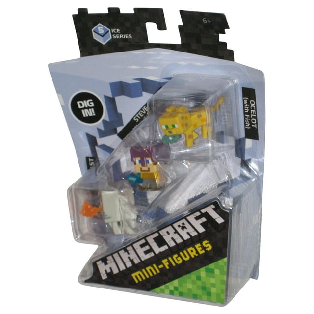 Minecraft Ghast Ocelot with Fish & Steve Mismatch Armor (2015) Mattel ...
