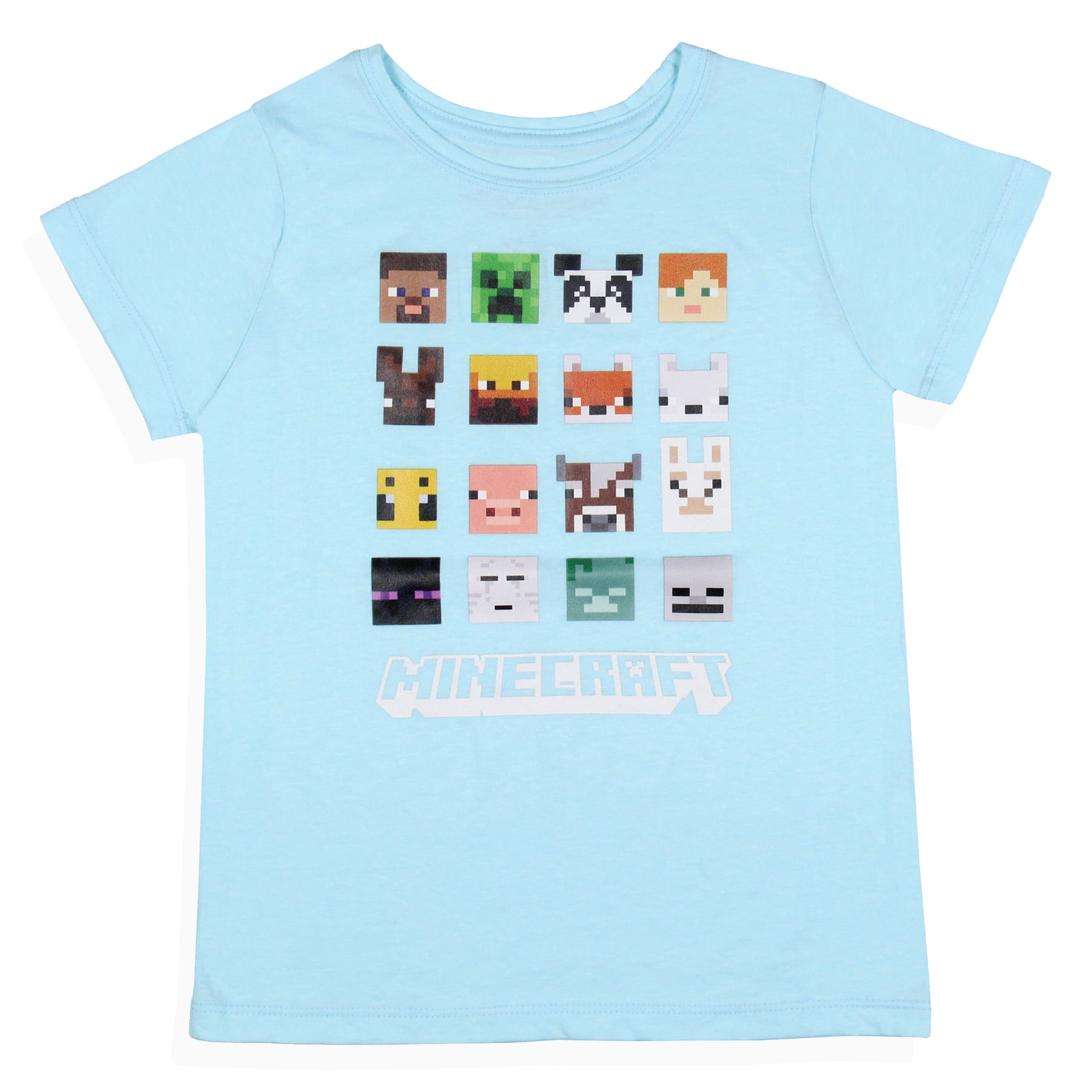 Minecraft Girls' Character Faces Grid Kids Video Game T-Shirt - Walmart.com