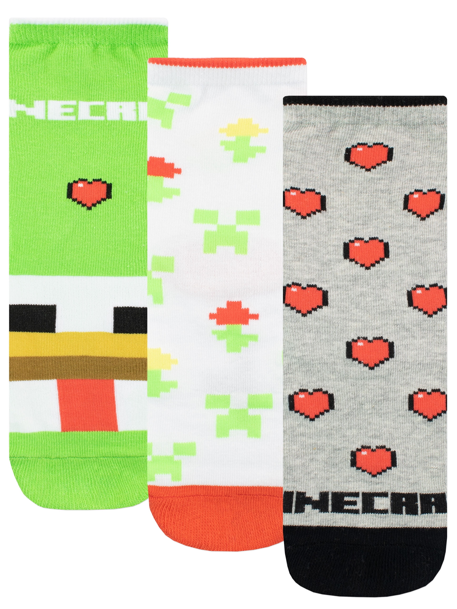 Minecraft Girls Socks Pack of 3 Sizes 7-3 - Walmart.com