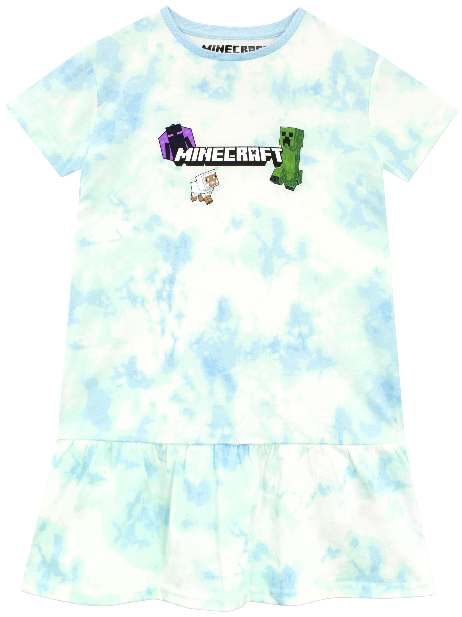 Minecraft Girls Tie-Dye Dress Short Sleeve Sizes 6-14 - Walmart.com