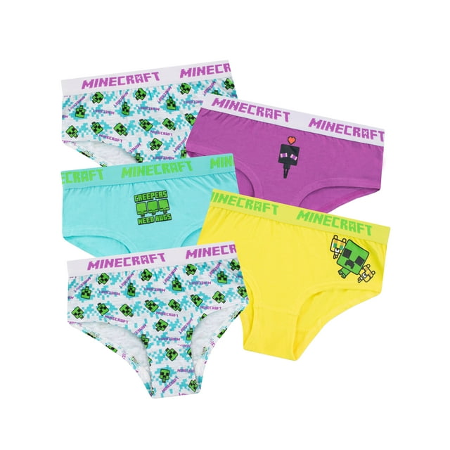 Minecraft Girls Underwear Pack of 5 Creeper Multicolor Size 6 - 14 ...