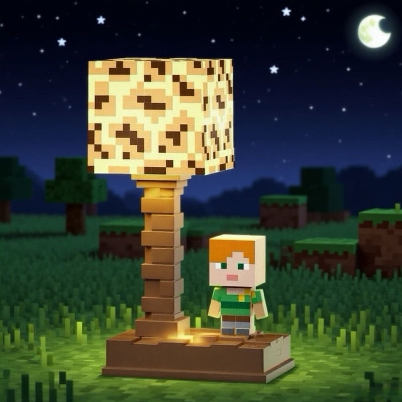 Minecraft Glowstone Night Light with Type-C Charging, 5-Level Light ...