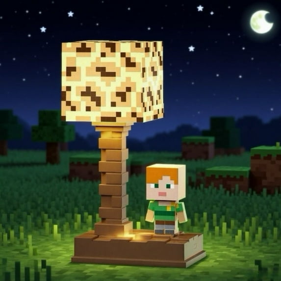 Minecraft Glowstone Night Light with Type-C Charging, 5-Level Light ...