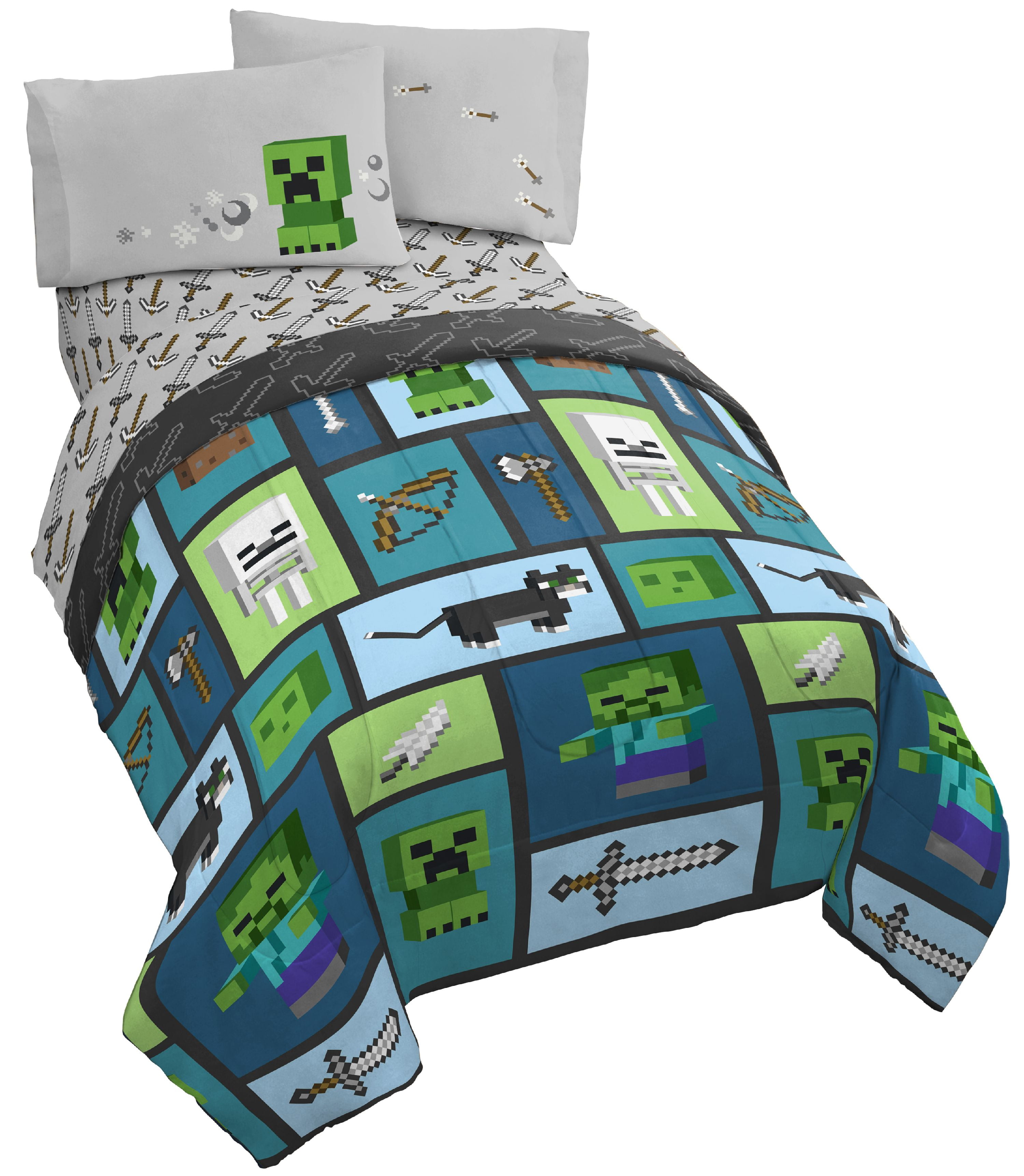 Minecraft Kids Twin-Sheet Bedroom Bed-in-a-Bag Bedding Set with ...