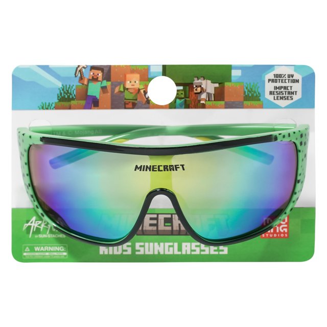 Minecraft Green Pixel Sports Wrap Kids Sunglasses - Arkaid by Sun-Staches - Walmart.com
