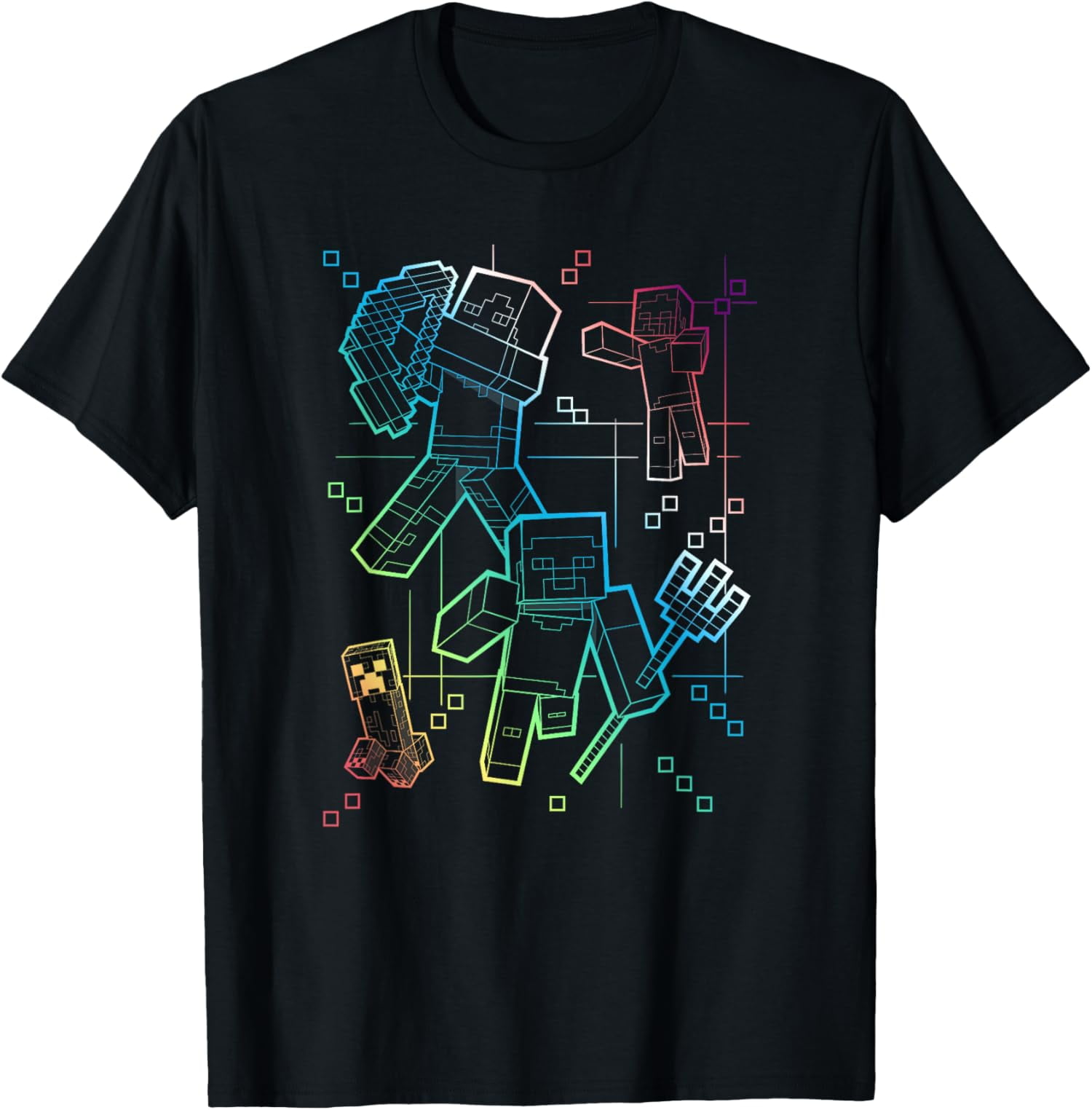 Minecraft Group Shot Rainbow Collage T-Shirt - Walmart.com