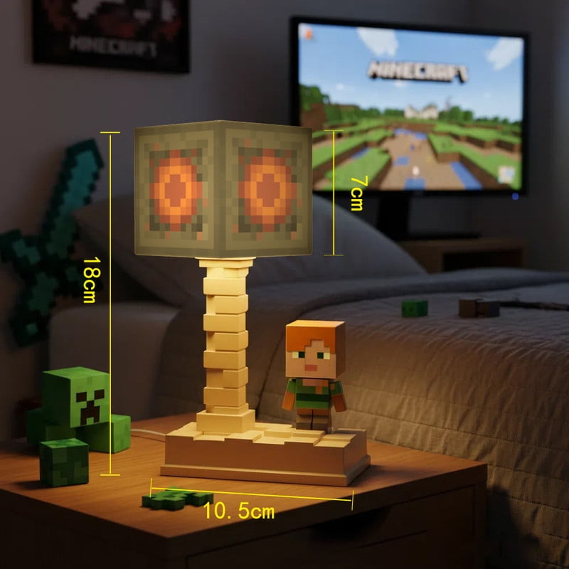 Minecraft Heating Block Night Light with Type-C Charging, 5-Level Light ...