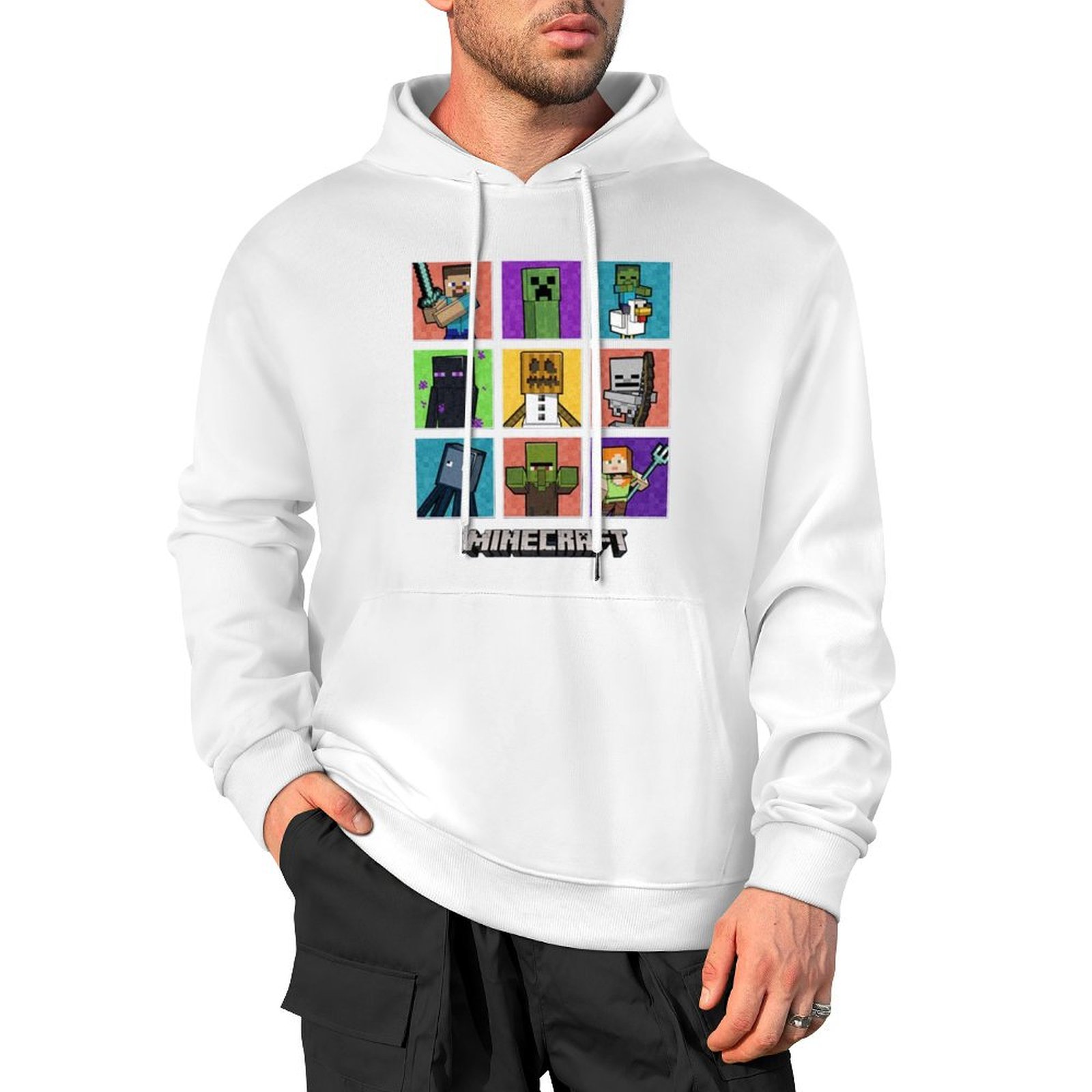 Minecraft Hoodie Boys Kids Gamer Black Creeper Inside Hooded Jumper ...
