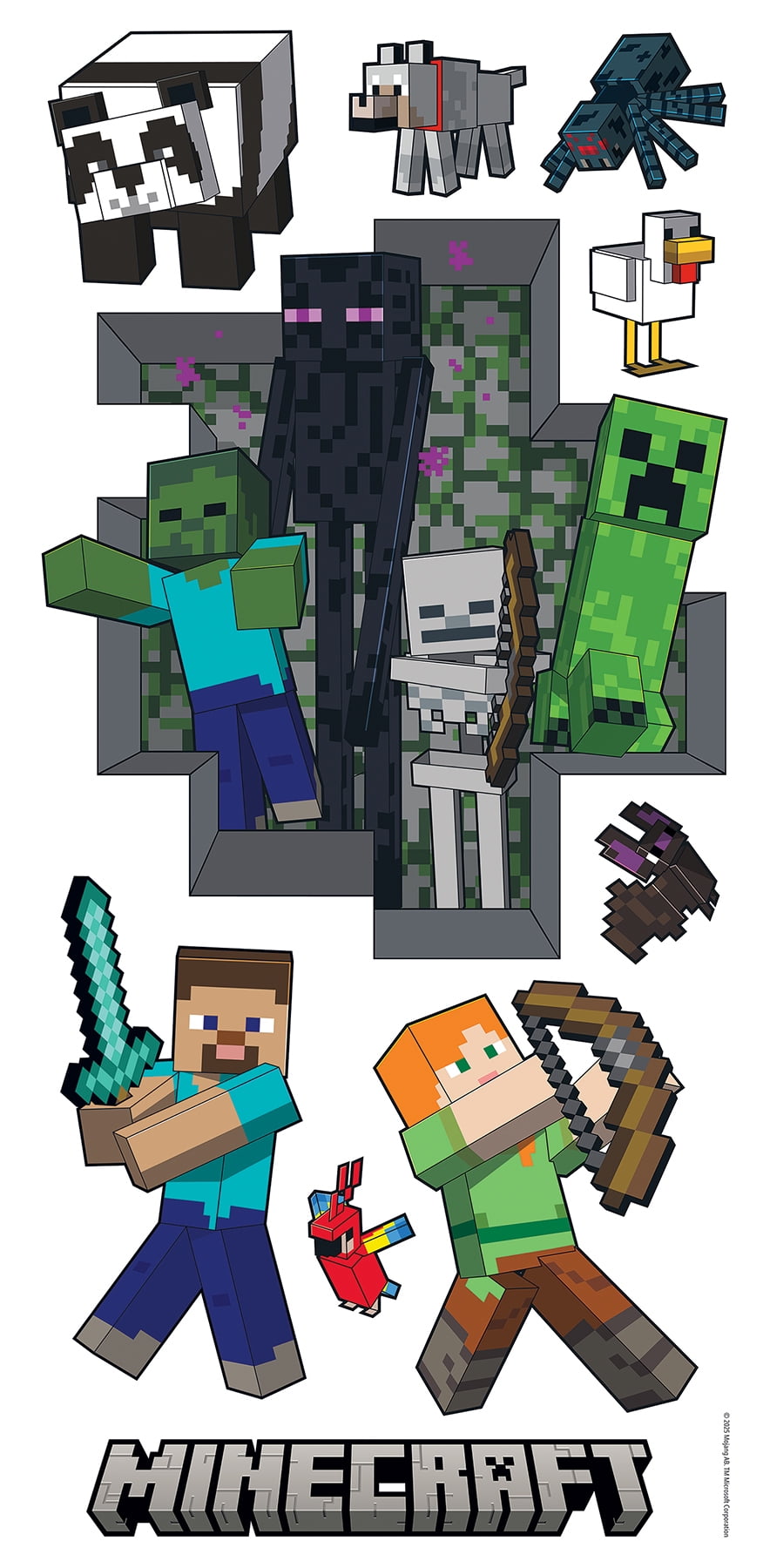 Minecraft Hostile Mobs Peel and Stick Wall Decals - Walmart.com