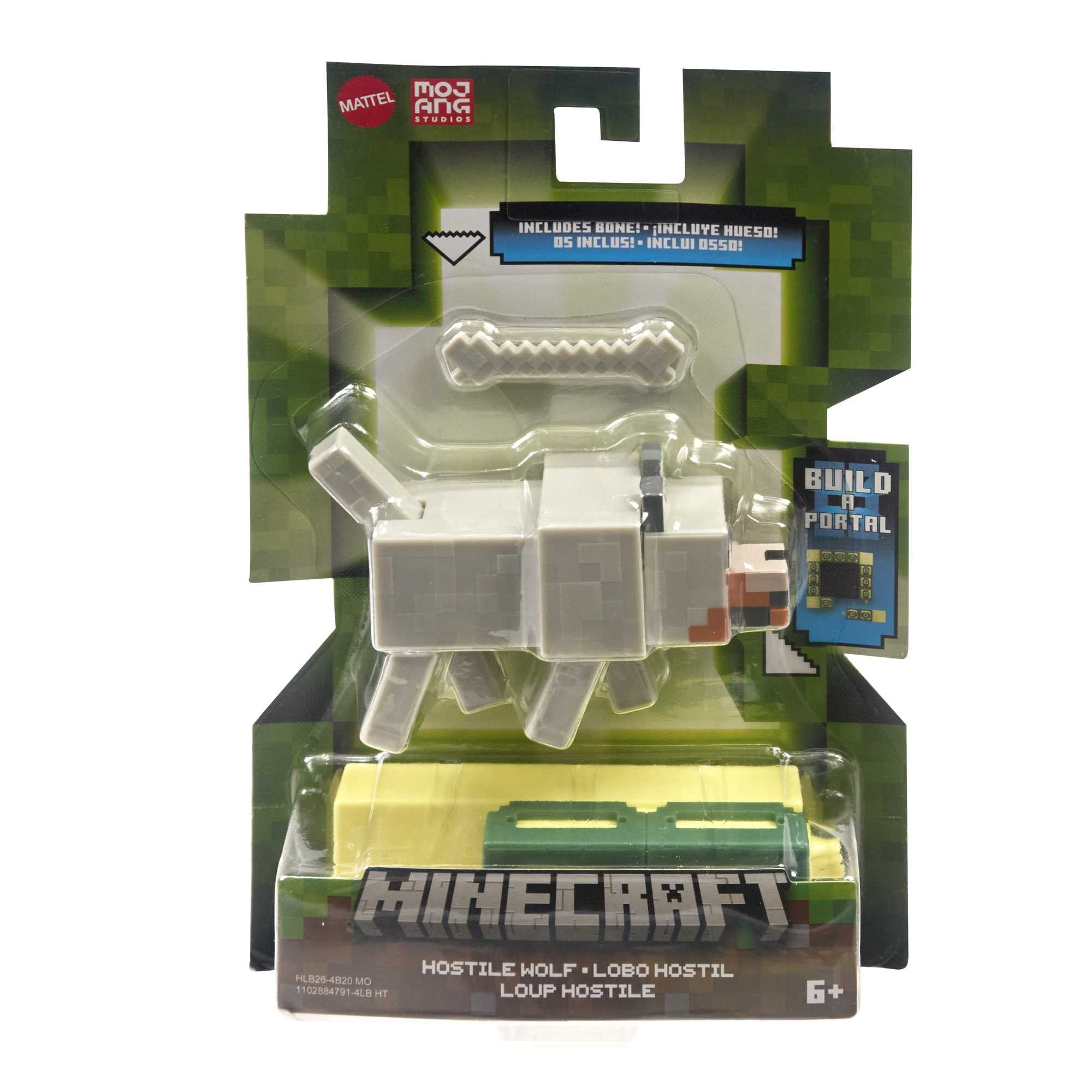 Minecraft Hostile Wolf Action Figure & Accessory with Portal Piece, 3. ...