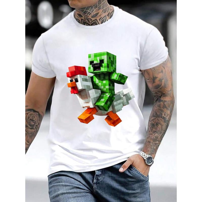 Minecraft - Inspired T - Shirt Featuring Iconic Creeper and Chicken for ...