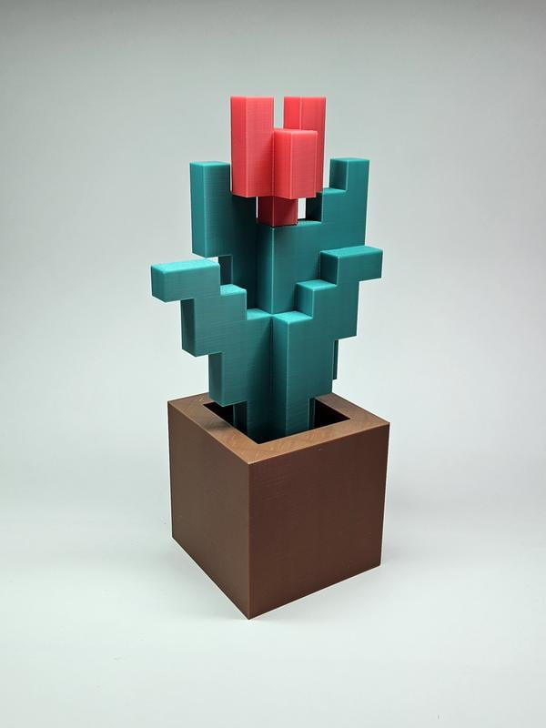 Minecraft Inspired Tulip 3d Printed With Pot - Minecraft Decor - Fake ...