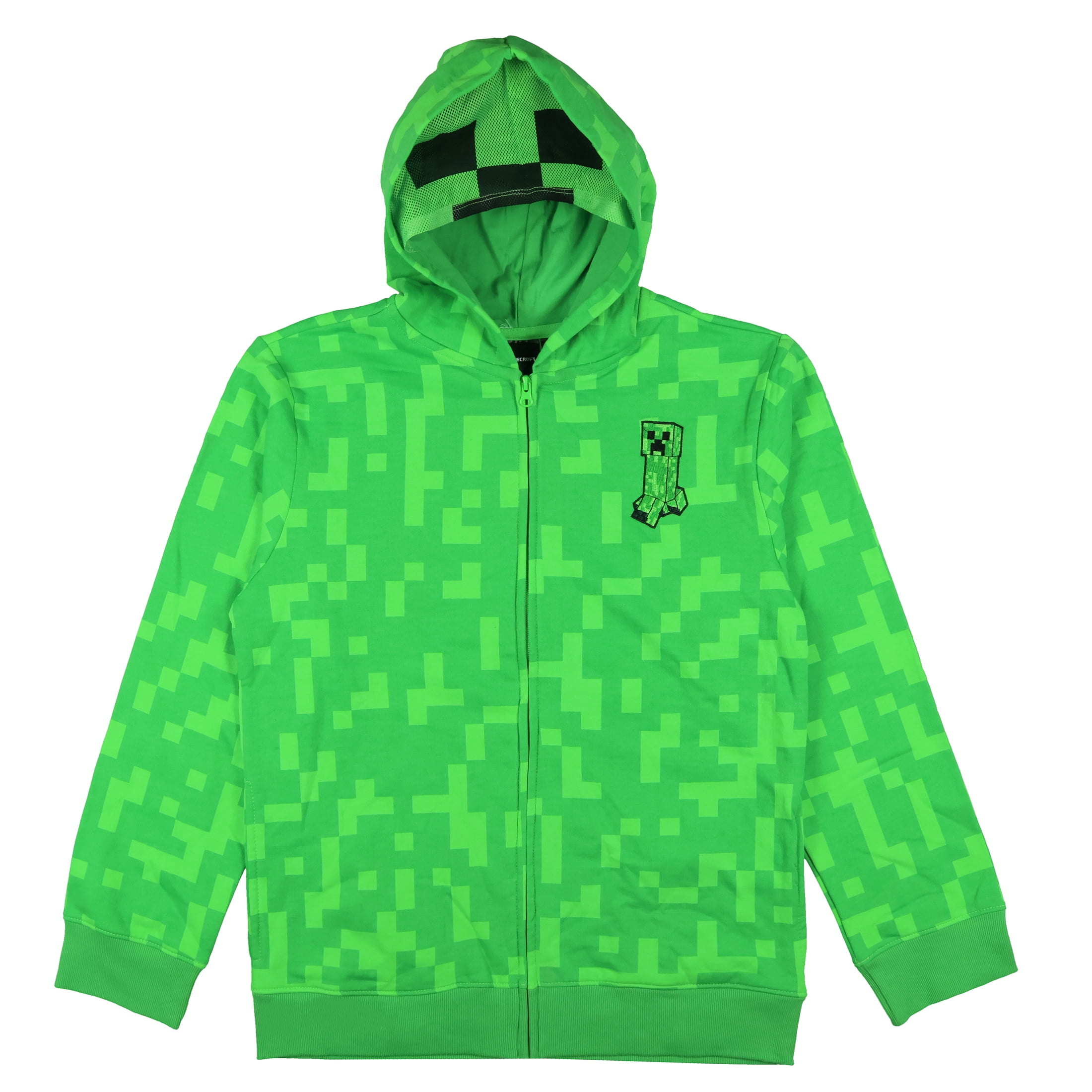 Minecraft Jacket Boys Creeper Fleece Gamer Zip Up Hoodie - Walmart.com